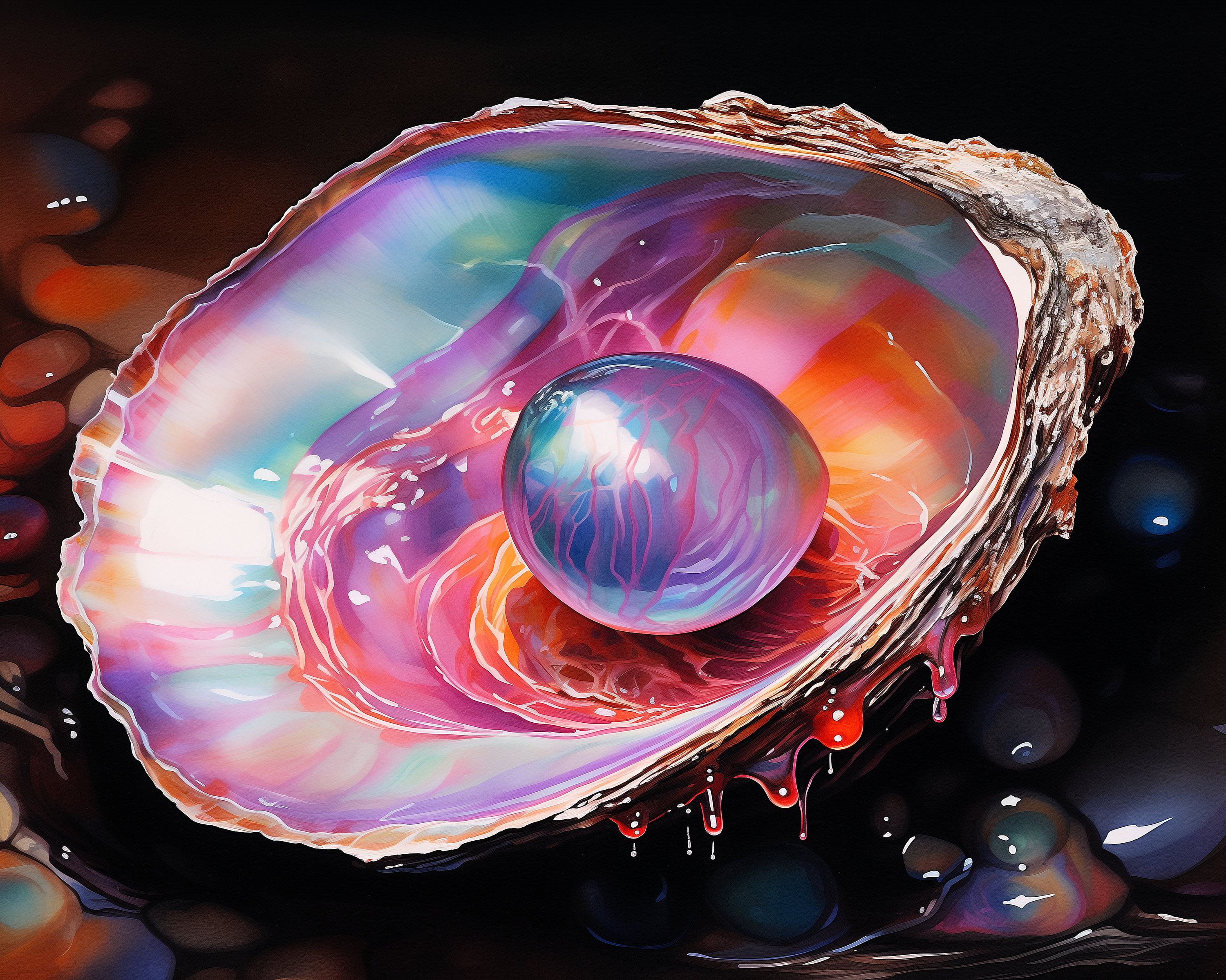 Striking Abalone Shell & Pearl Canvas Wall Art W/ a Hint of Surrealism ...