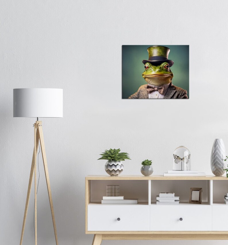 Gentlemanly Frog, Humorous Canvas Wall Art, High Quality Digital ...