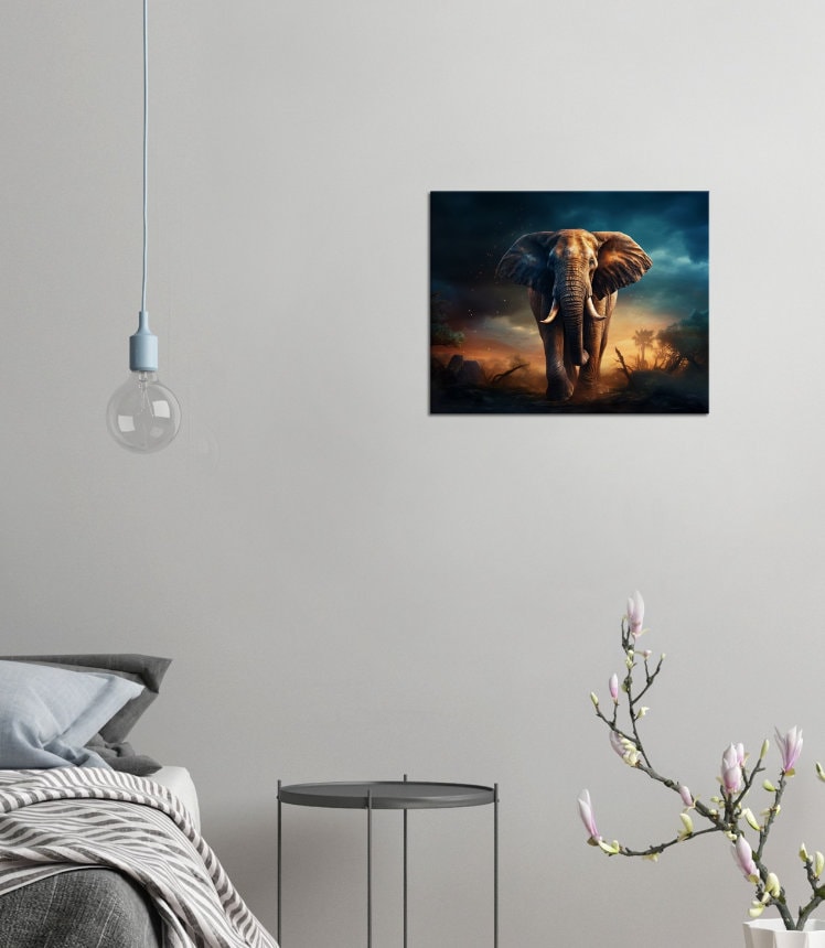 Elephant Bull, Cinematic Photo Realistic Digital Art, Canvas Hanging ...