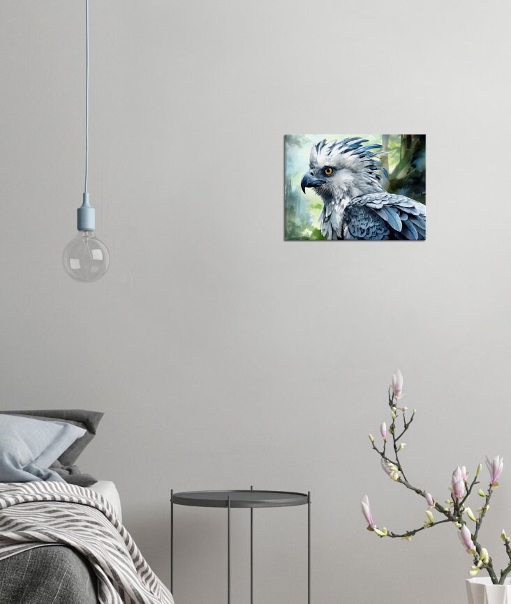 Harpy Eagle, Watercolor Style Painting, Photo Realistic Canvas Digital ...
