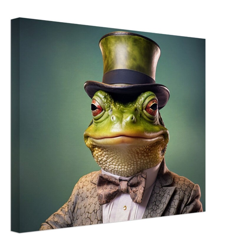 Gentlemanly Frog, Humorous Canvas Wall Art, High Quality Digital ...