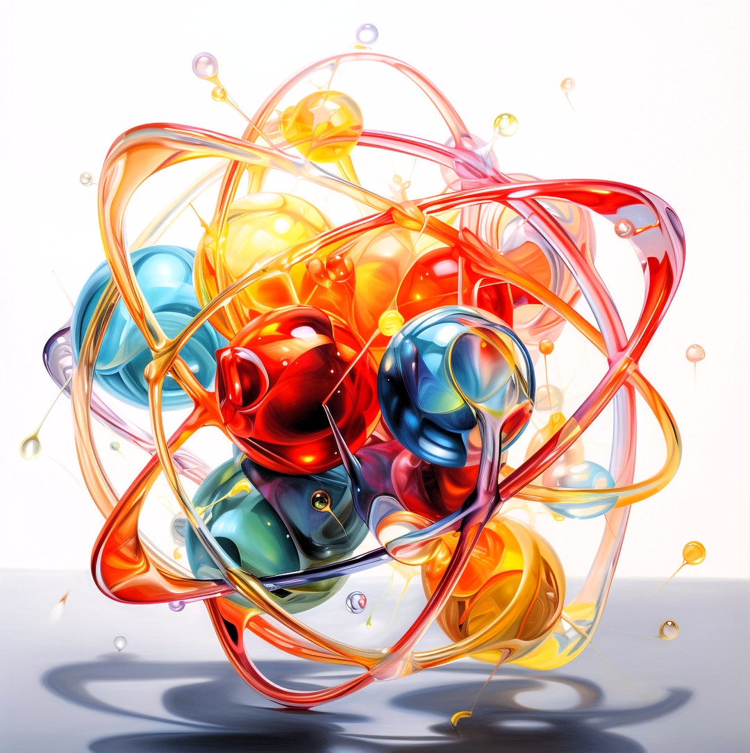 Atomic Energy Canvas Wall Art, Watercolor Painting Style Digital Art ...