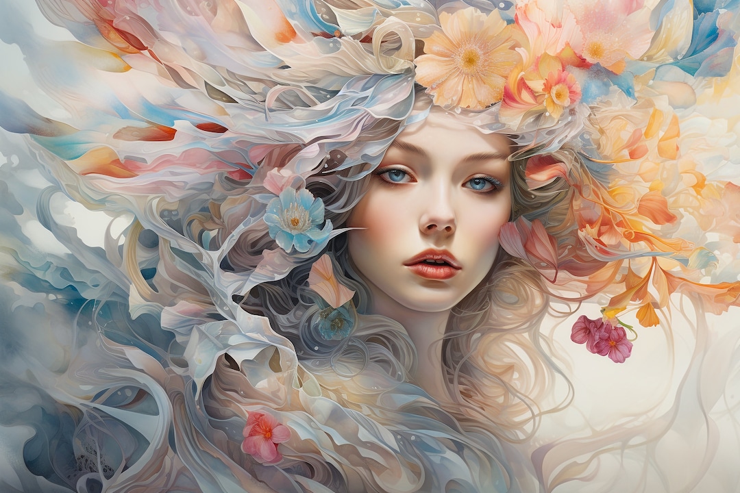 Scandinavian/nordic Princess Elsa Canvas Wall Art, Watercolor Painting ...