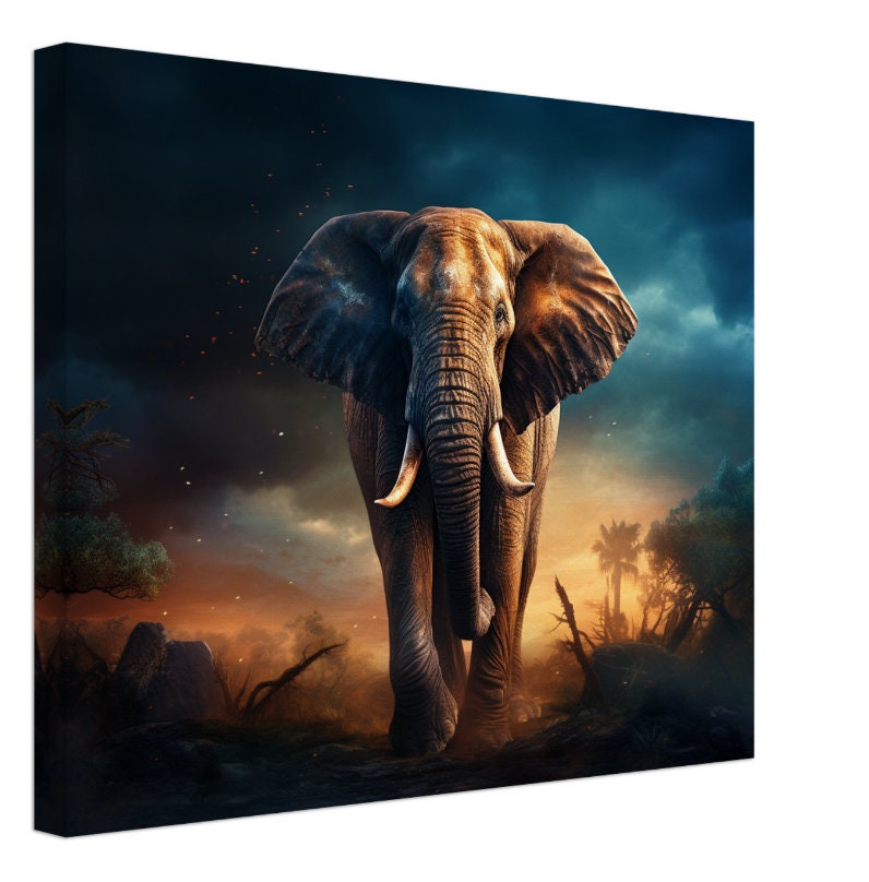 Elephant Bull, Cinematic Photo Realistic Digital Art, Canvas Hanging ...