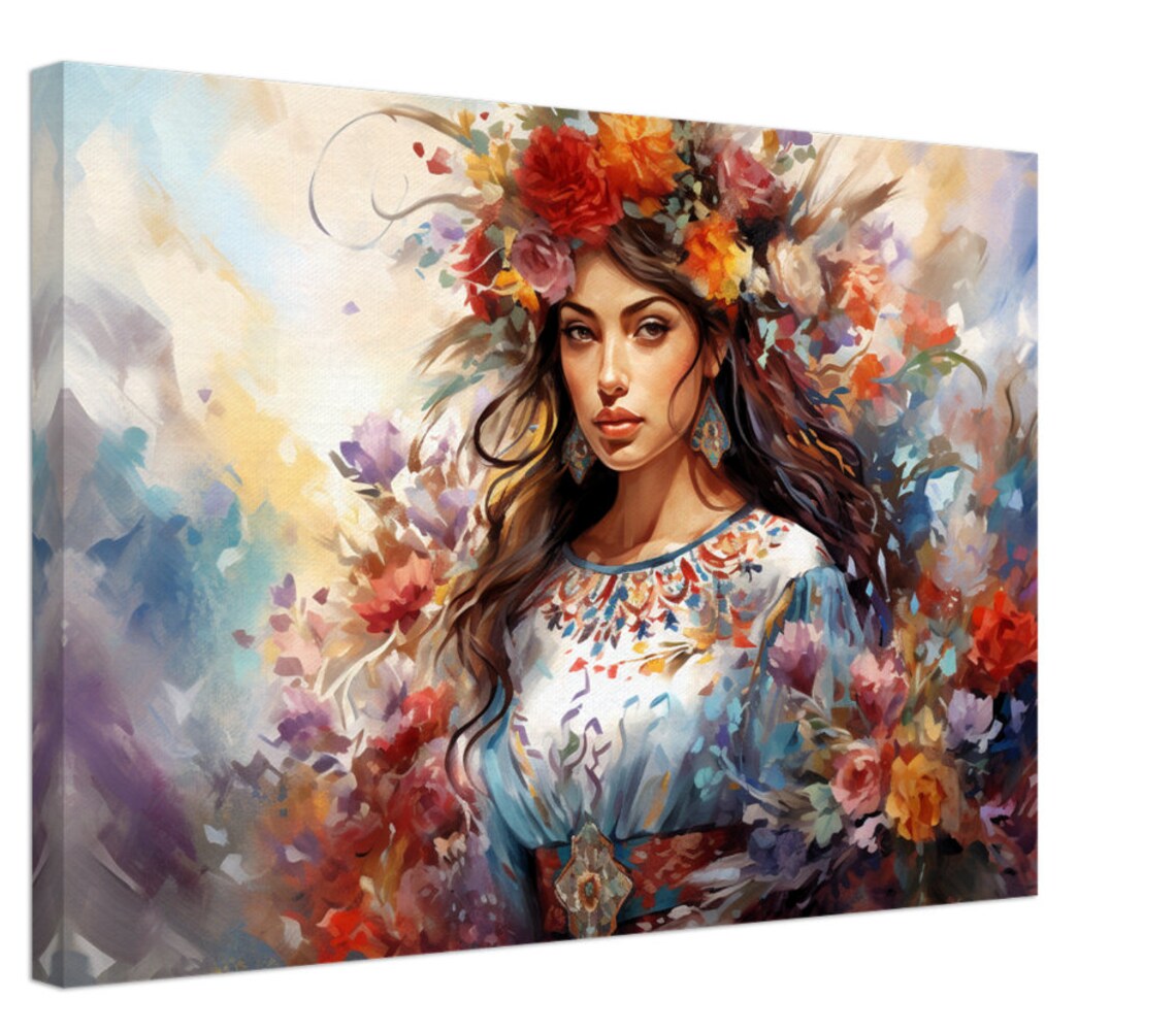 Captivating Mesoamerican Beauty, Watercolor Style Painting Digital Art ...