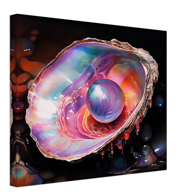 Striking Abalone Shell & Pearl Canvas Wall Art W/ a Hint of Surrealism ...