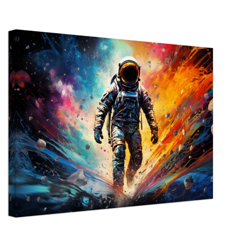 Astronaut Space Walk Contemporary Wall Art, Unique High Quality Digital ...