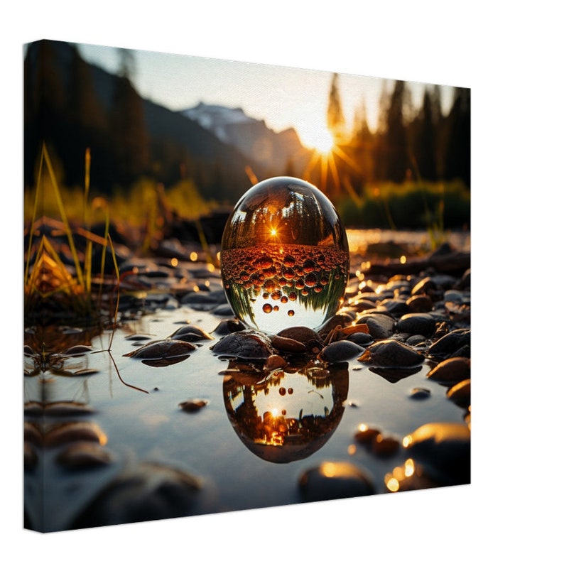 Agua is Vida on Canvas, Dew Drop at Sunrise, Photo Realistic Digital ...