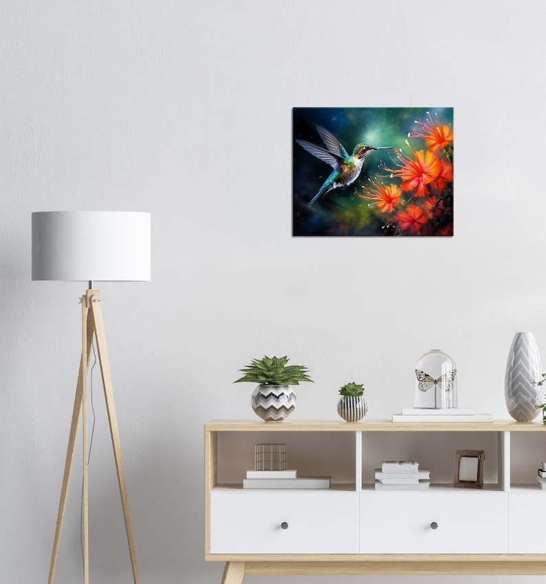 Hummingbird Searching Out Nectar, Watercolor Style Digital Art, High ...