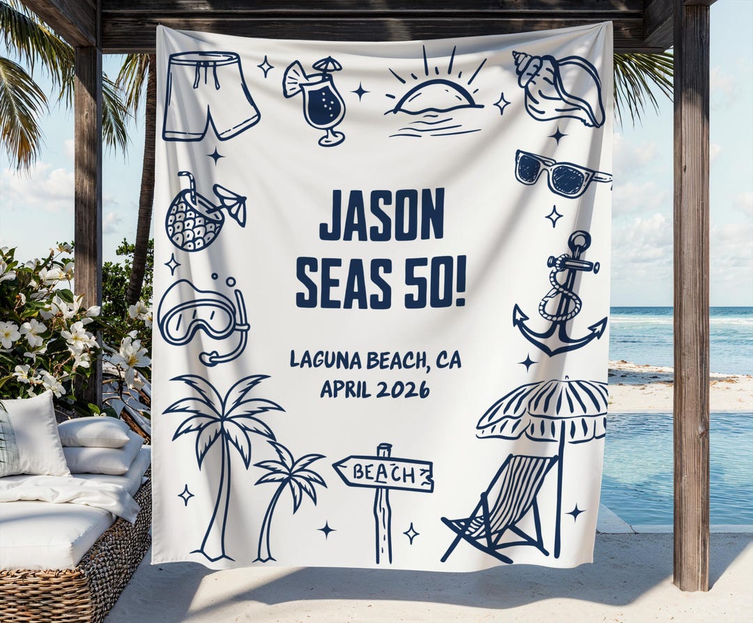 Beach Birthday Party Sign, Birthday Banner for Men, Beach Party ...
