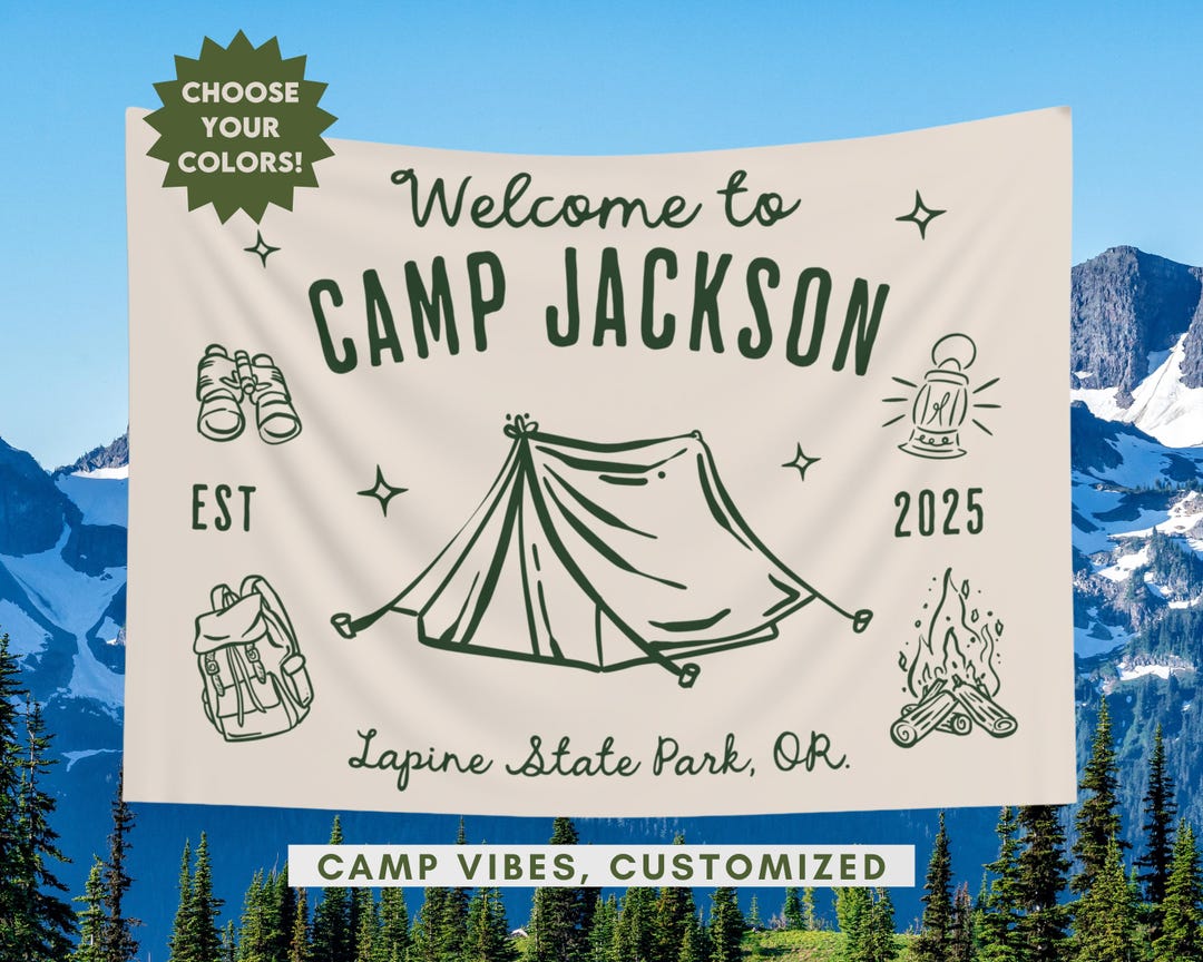 Custom Camp Banner, Personalized Family Camp Tapestry, Custom Camp ...