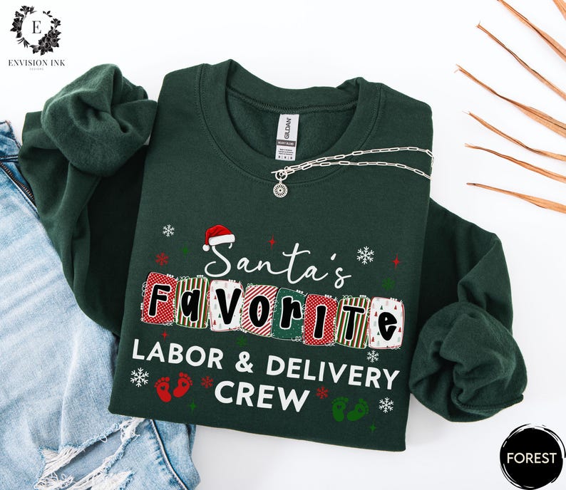 Matching Labor and Delivery Christmas Crewneck Sweatshirt, L&D Nurse X ...