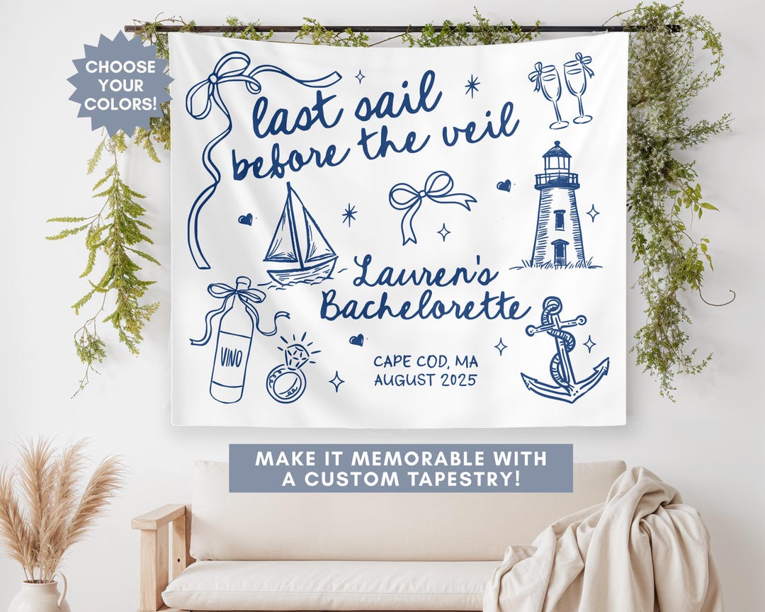 Bachelorette Banner, Last Sail Before the Veil Bachelorette Sign ...