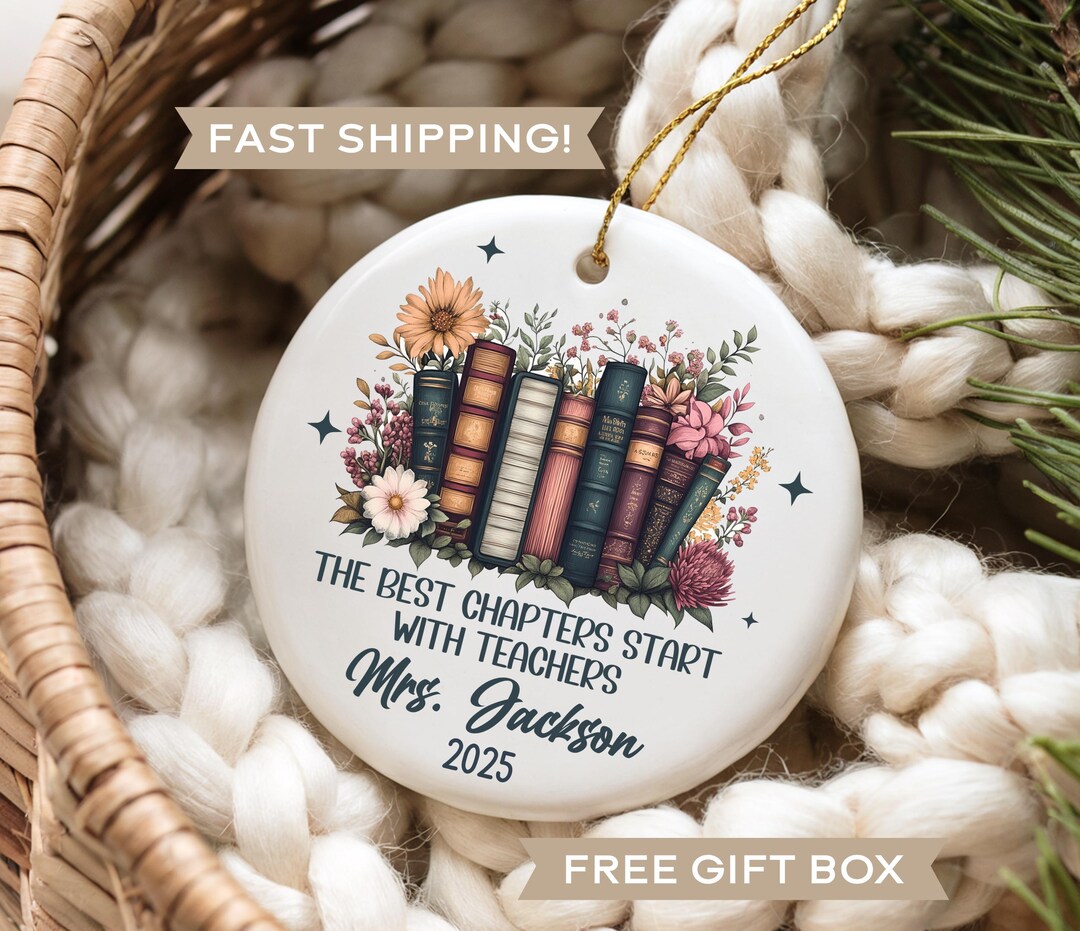 Reading Teacher Ornament, Personalized Teacher Gift, English Teacher ...