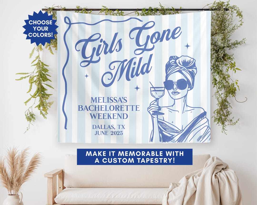 Custom Bachelorette Banner, Girls Gone Mild Bachelorette Party Tapestry ...