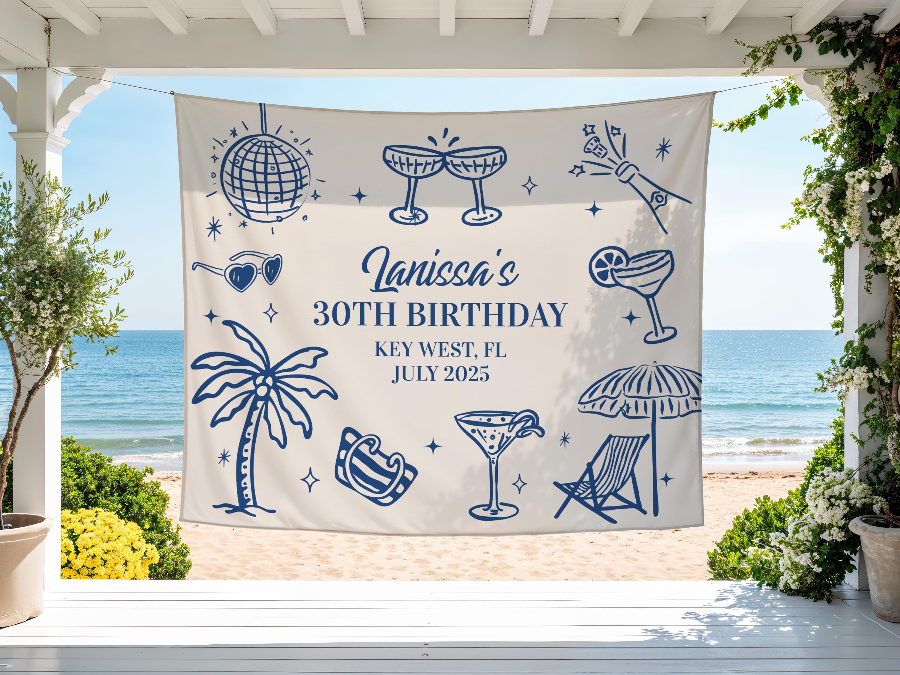Birthday Banner, Beach Party Sign, Birthday Wall Hanging, Beach Party ...