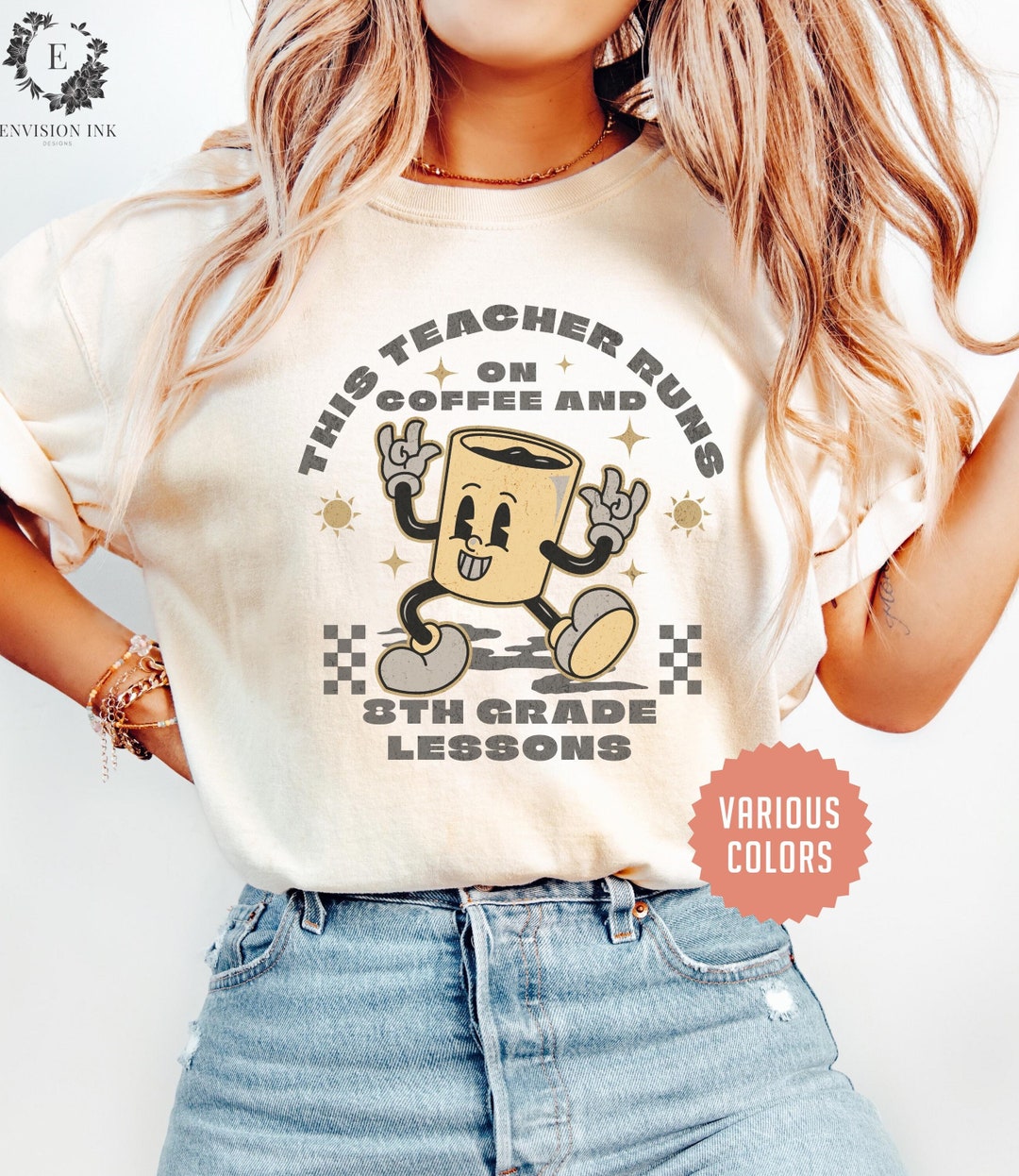 Eighth Grade Teacher Shirt Retro Back to School Shirt, Vintage 8th ...