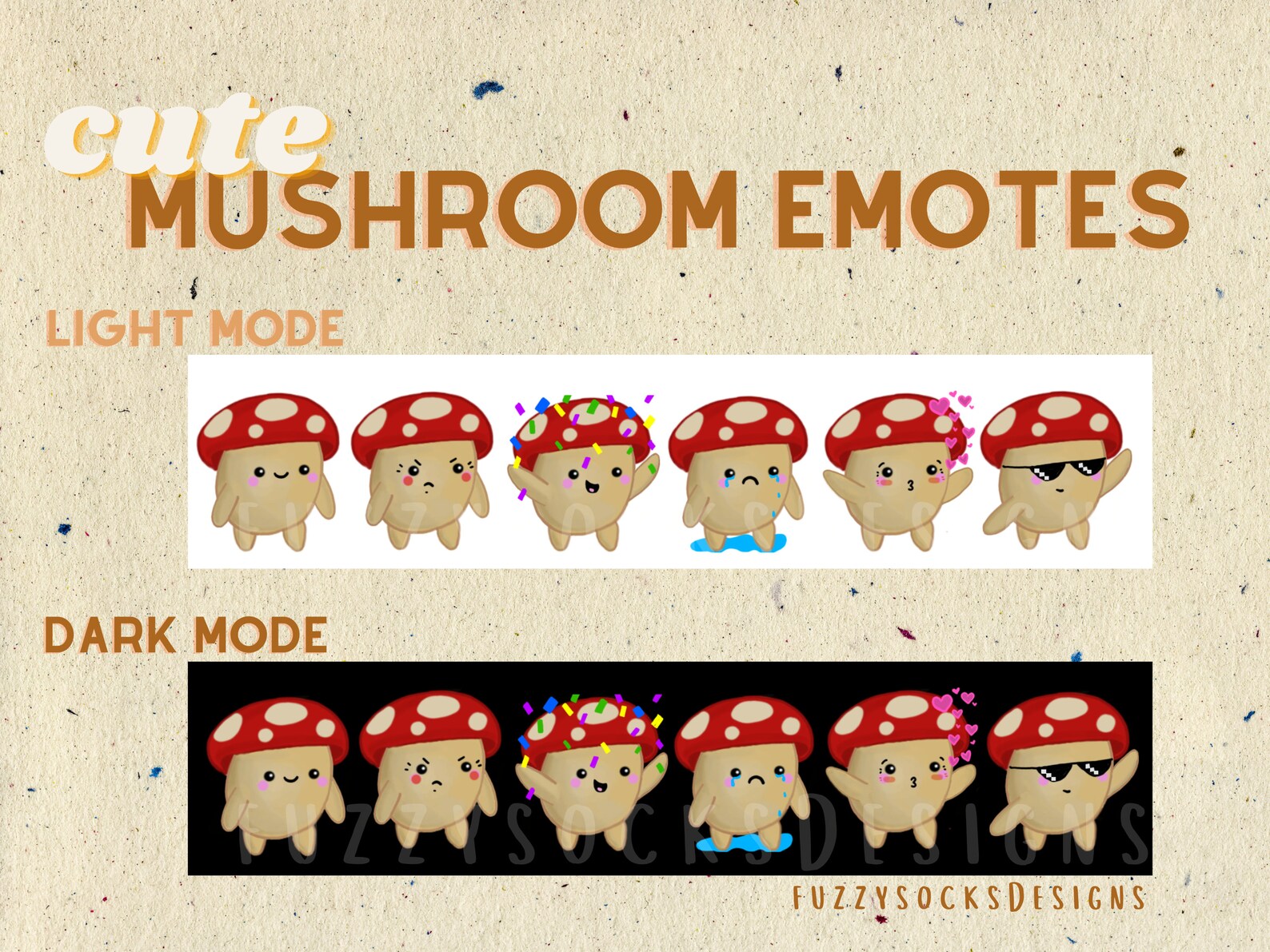 Six (6) Hand-drawn Mushroom Emotes | Twitch | Discord | Youtube ...