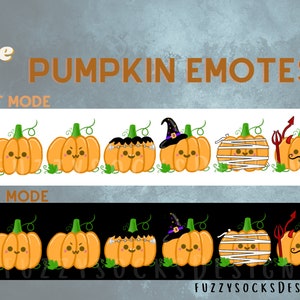 Six 6 Hand-drawn Pumpkin Emotes Twitch Discord Youtube Streaming Cute ...