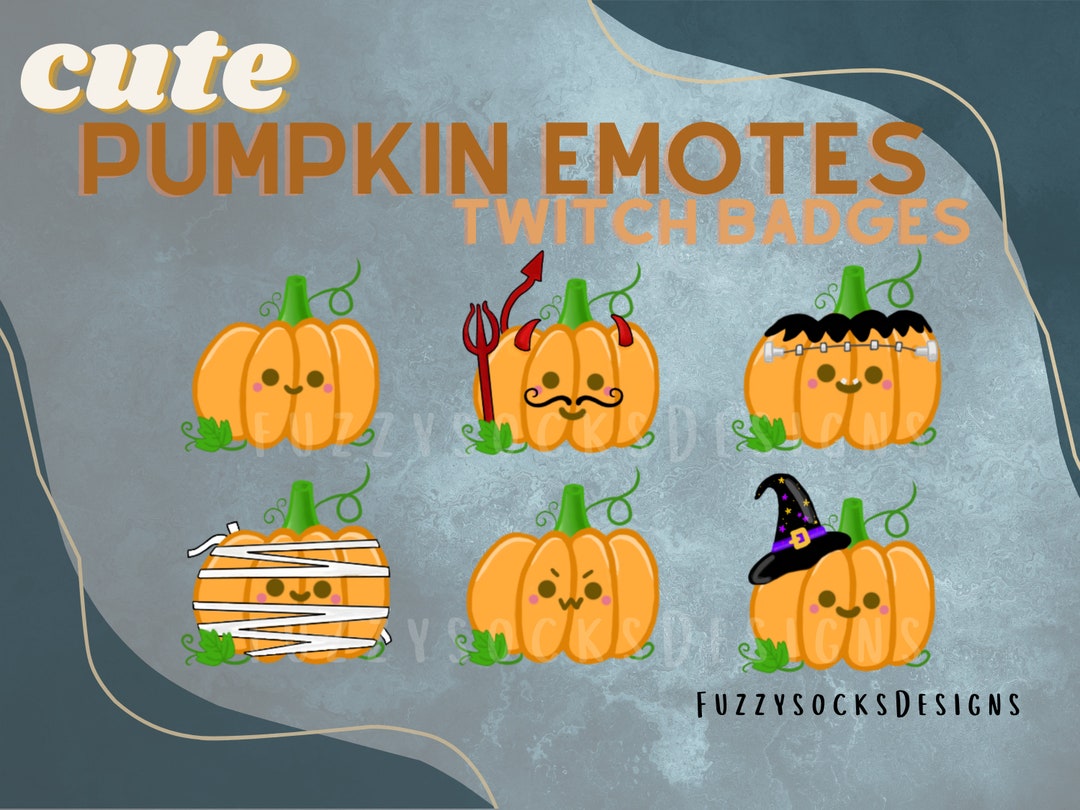 Six 6 Hand-drawn Pumpkin Emotes Twitch Discord Youtube Streaming Cute ...
