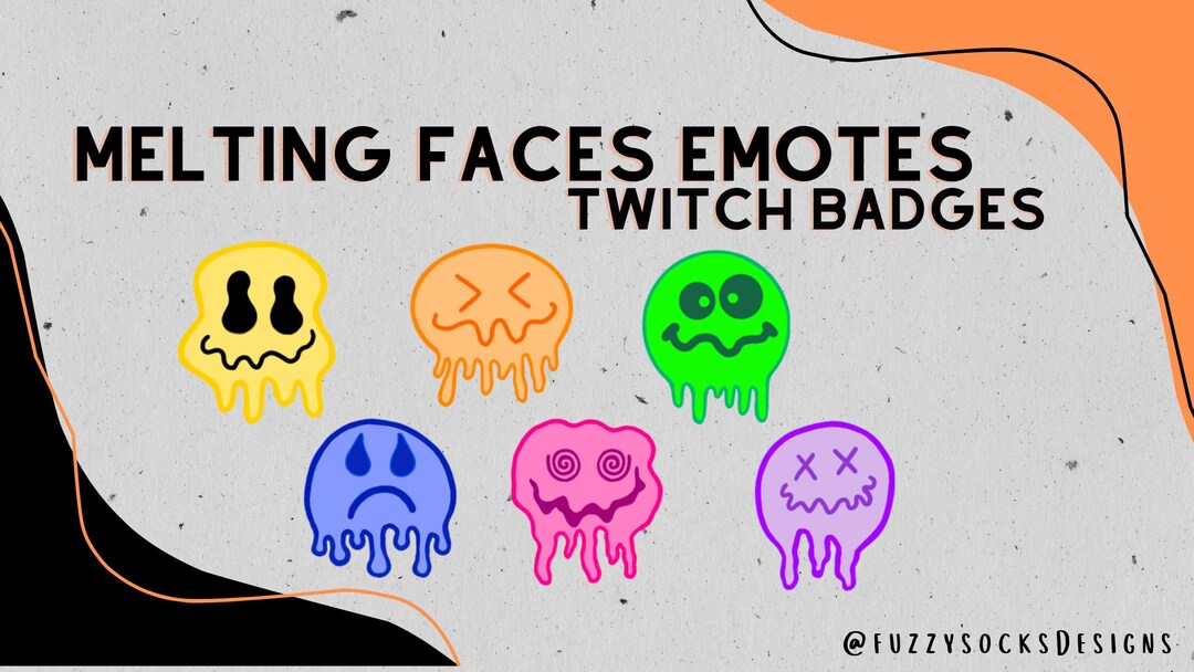 Six (6) Hand-drawn Melting Face Emotes | Twitch | Discord | Youtube ...