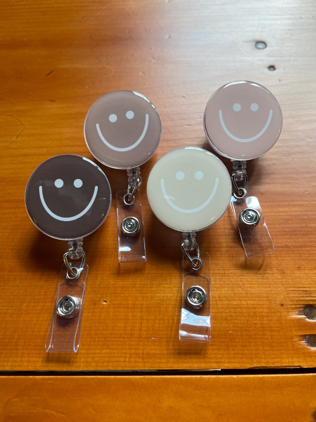 Neutral Smiley Face Badge Reel: Neutral Color Designs, Minimalist ...