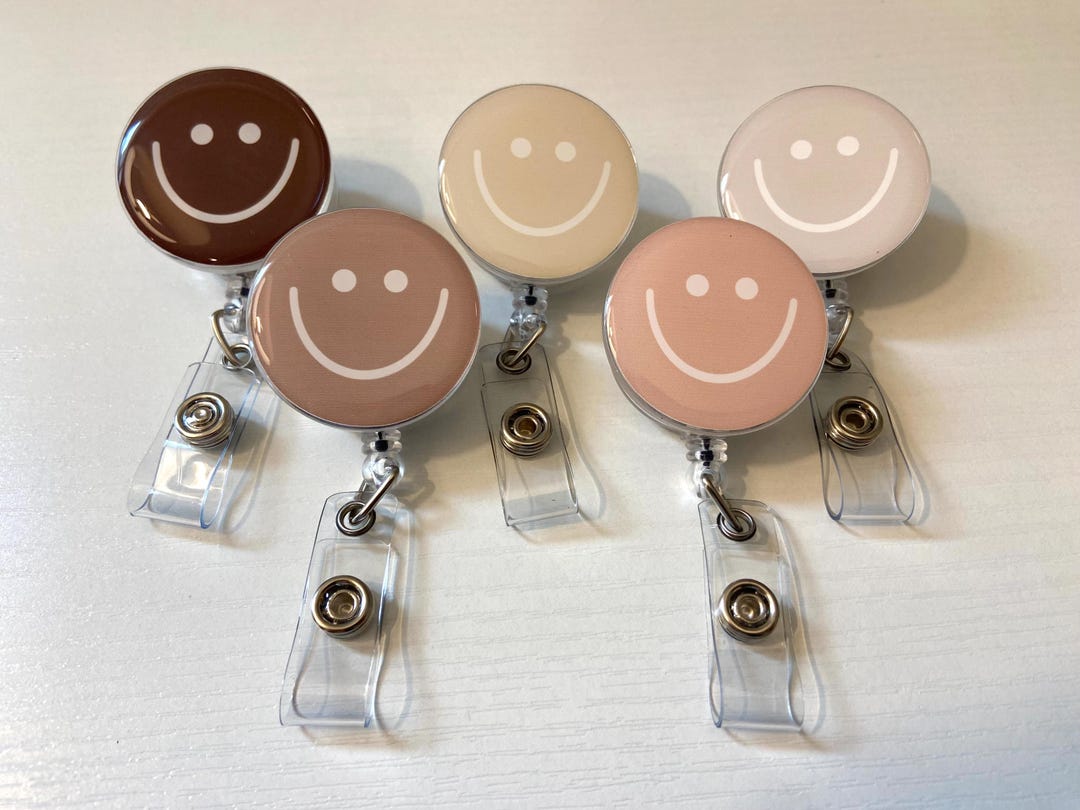Variety 5-pack Neutral Smiley Face Badge Reels - Etsy