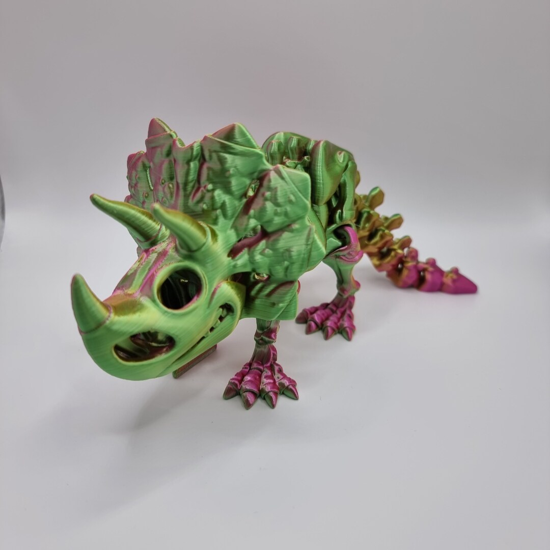 Flexi Skelton Triceratops 3D Printed Desk Top Toy - Etsy