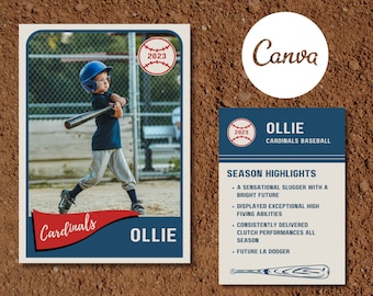Customizable Little League Baseball Trading Card | Editable Canva ...