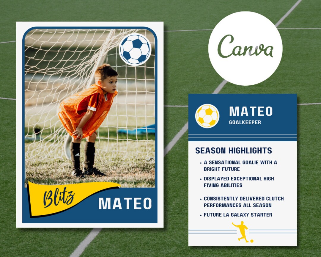 Classic Customizable Collectible Soccer Trading Card Navy and Gold ...
