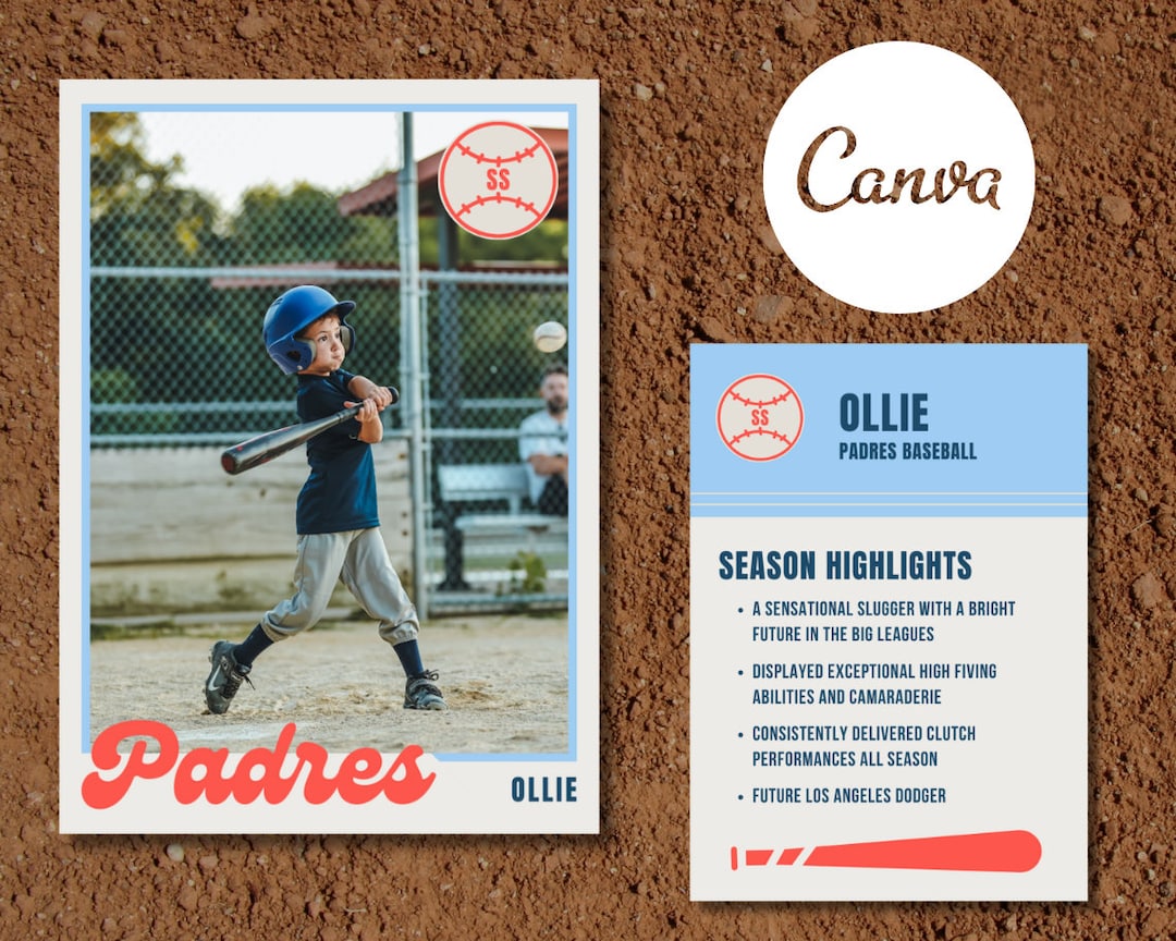 Classic Customizable Little League Baseball Trading Card | Editable ...