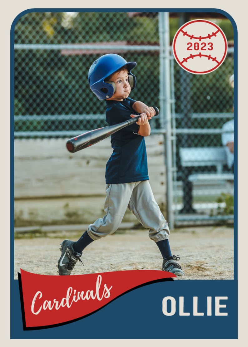 Classic Customizable Collectible Baseball Trading Card Red and Navy ...