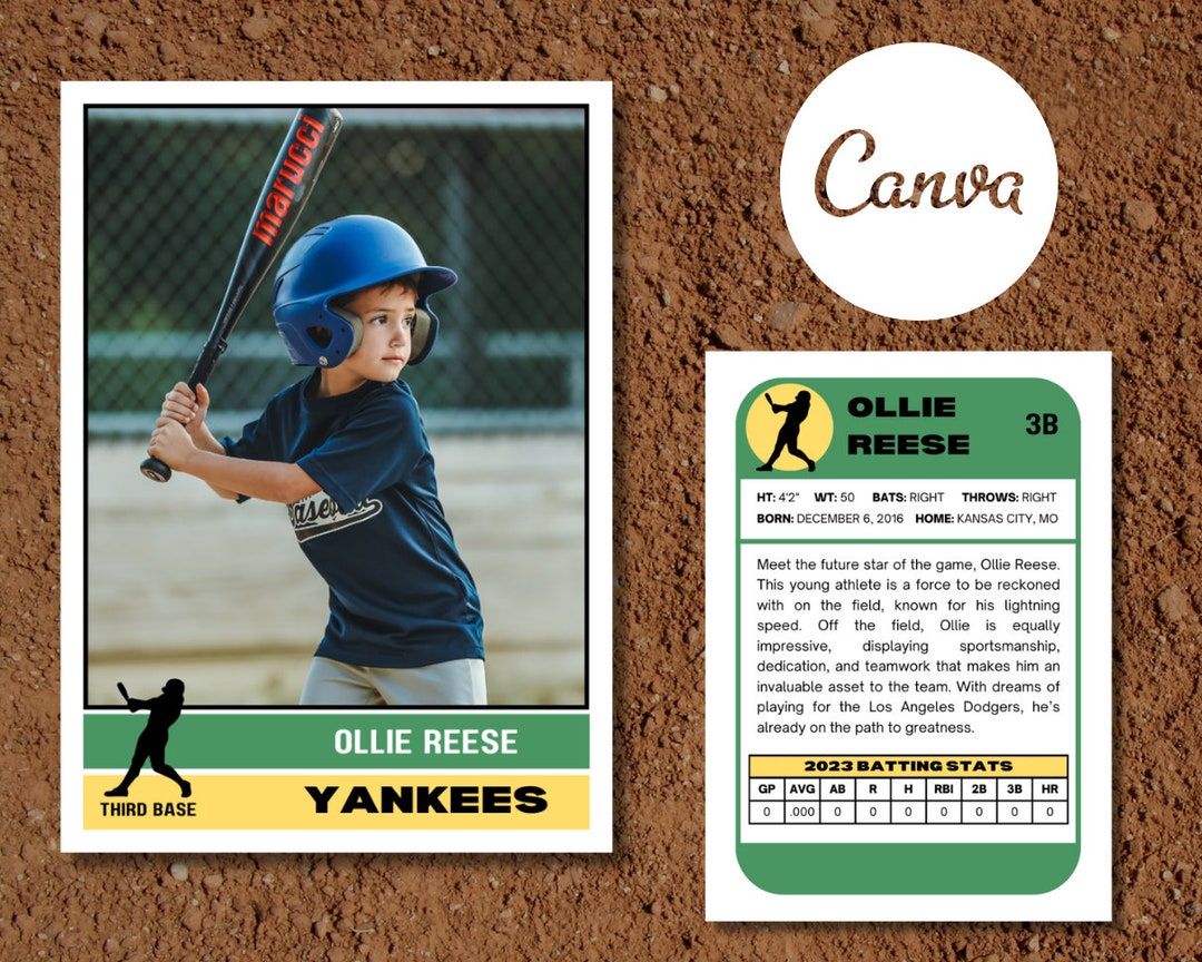 1970s-style Stripe Green Gold Retro Customizable Baseball Trading Card ...