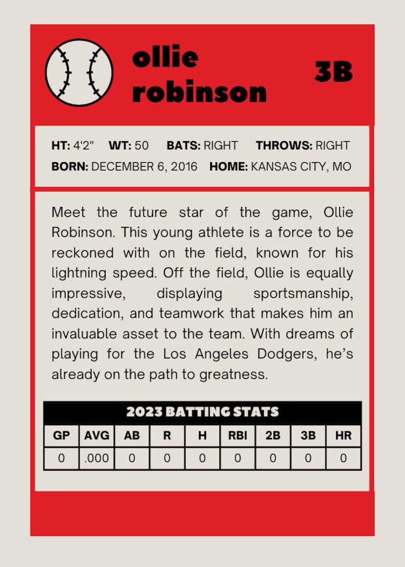 1950s-style Baseball Photo Trading Card Template Customizable ...