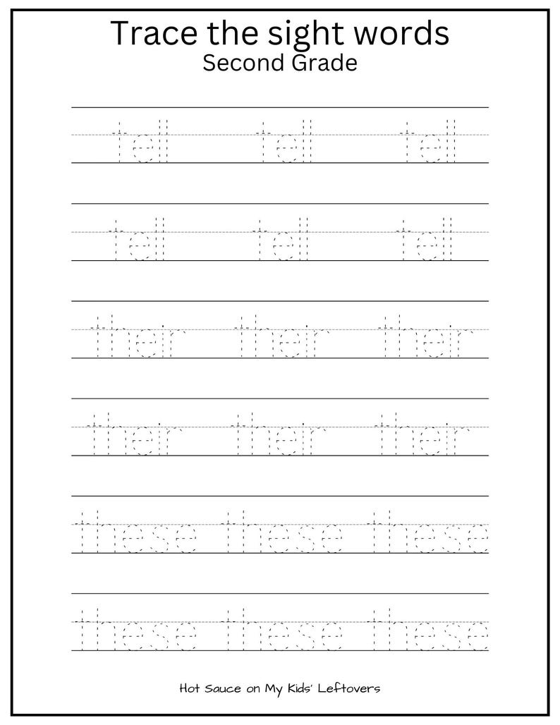 Second Grade Sight Word Tracing Printable Worksheets / Tracing ...
