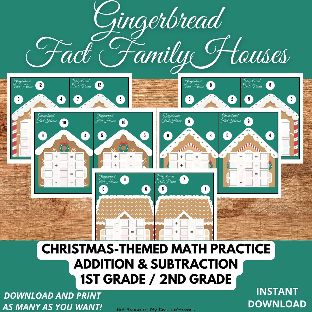 Gingerbread Fact Family Houses / Addition Subtraction / Number Bonds ...