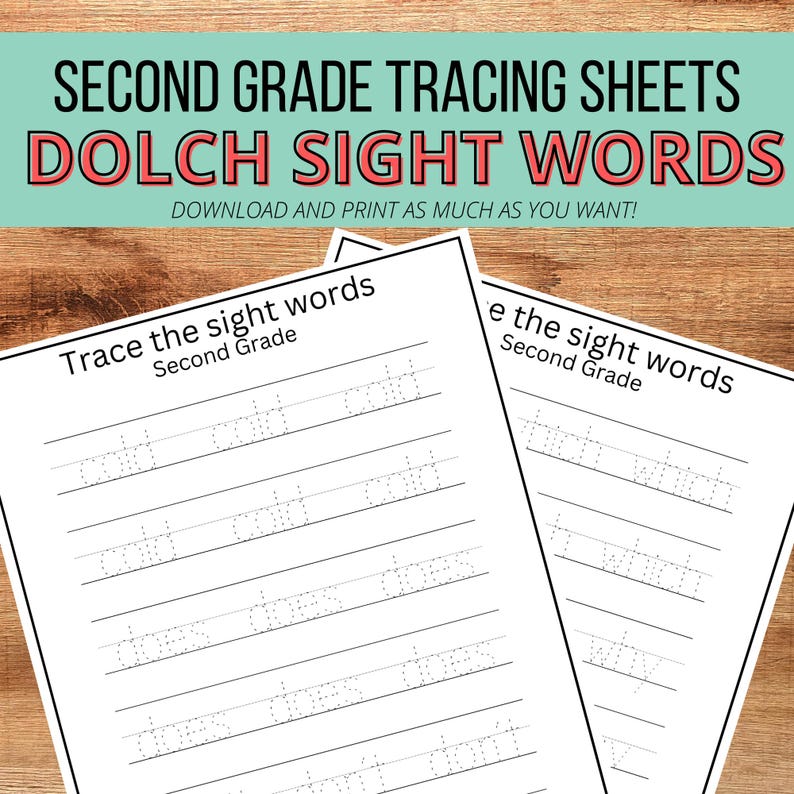 Second Grade Sight Word Tracing Printable Worksheets / Tracing ...