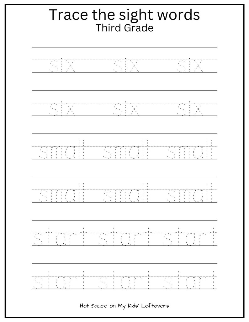 Third Grade Sight Word Tracing Printable Worksheets / Tracing ...