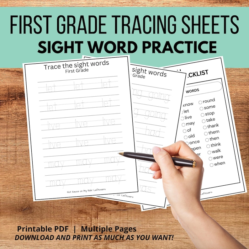 First Grade Sight Word Tracing Printable Worksheets / Tracing ...