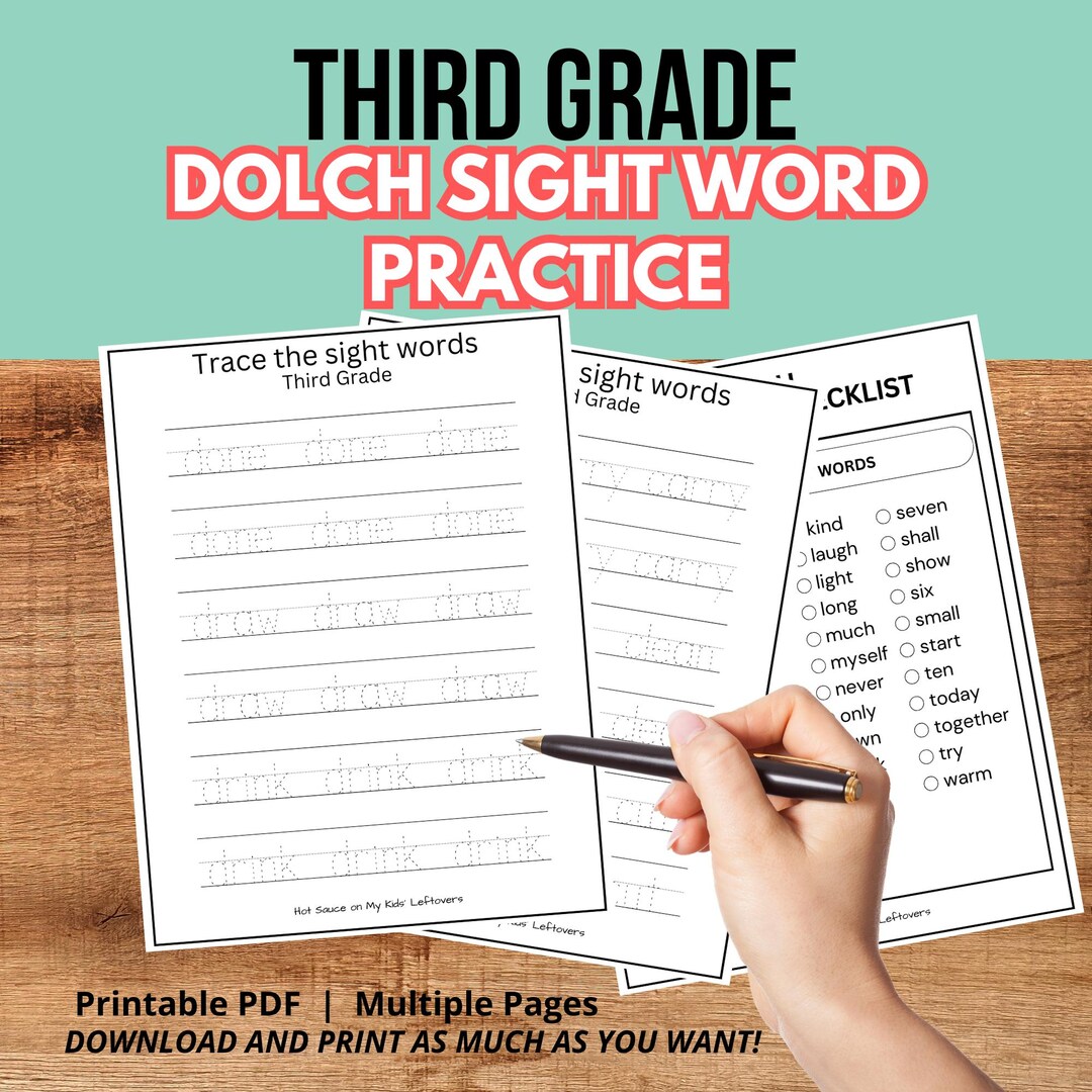 Third Grade Sight Word Tracing Printable Worksheets / Tracing ...