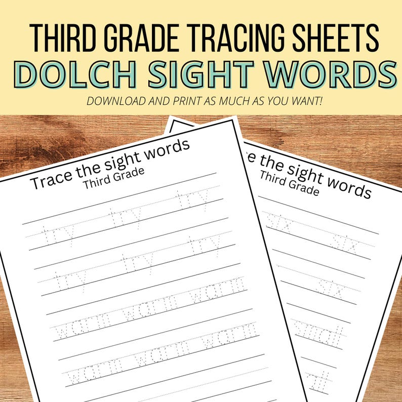 Third Grade Sight Word Tracing Printable Worksheets / Tracing ...