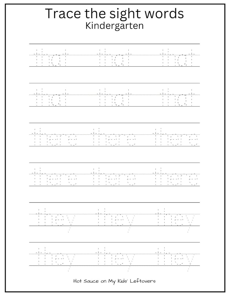 Pre-k and K Sight Word Tracing Printable Worksheets / Preschool and ...