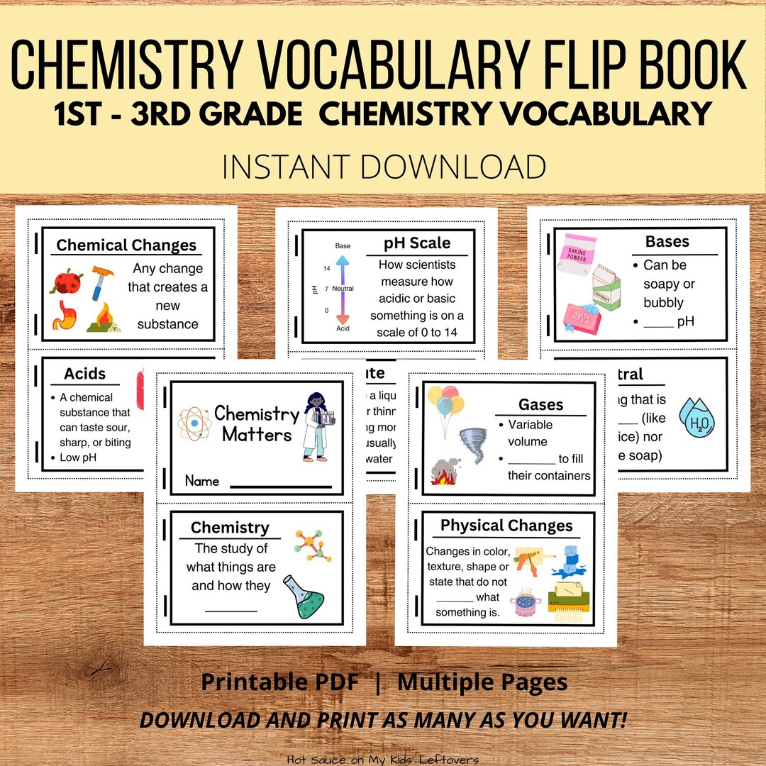 Chemistry Vocabulary Flip Book / 1st - 3rd Grade Chemistry - Etsy