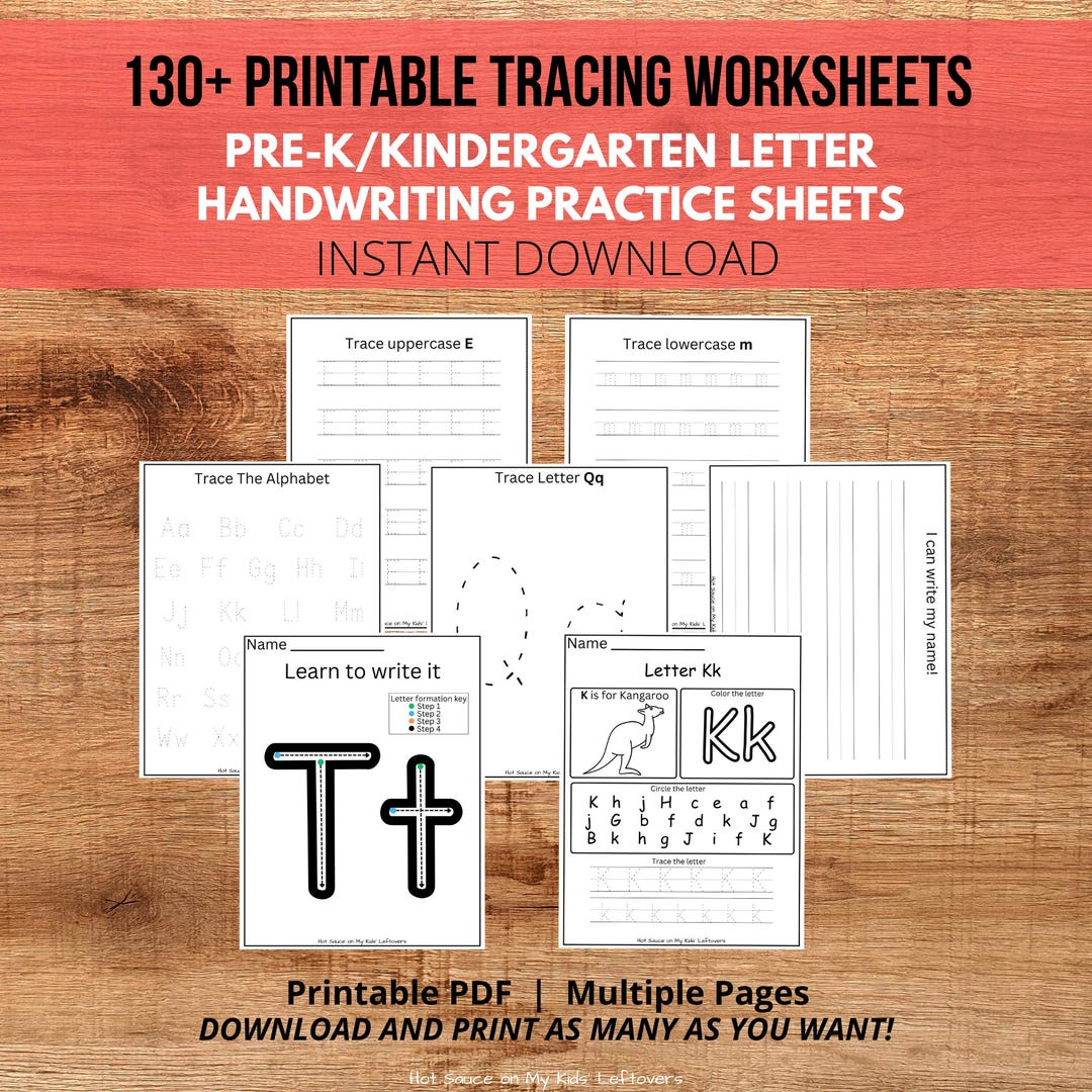 130 Printable Alphabet Letter Tracing Worksheets / Preschool and ...