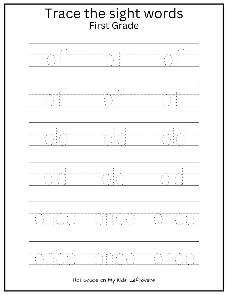 First Grade Sight Word Tracing Printable Worksheets / Tracing ...