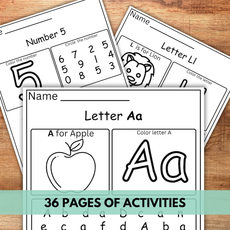 Pre-k and K Letter and Number Activity Printable Worksheets / Preschool ...