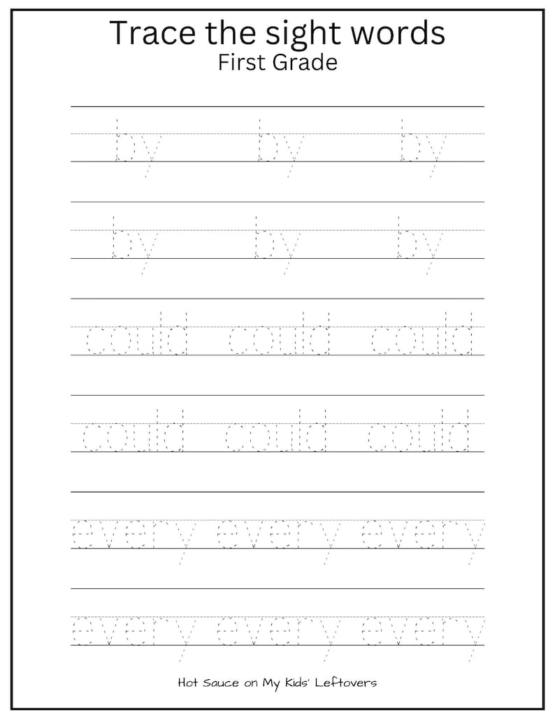 First Grade Sight Word Tracing Printable Worksheets / Tracing ...
