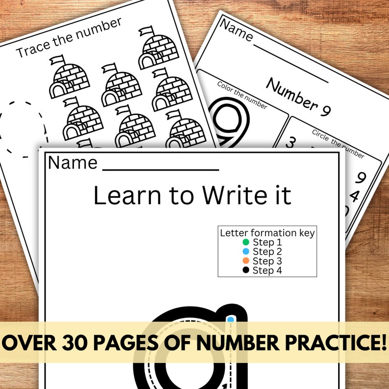 45 Pre-k and K Math Number Tracing Practice / Preschool and ...