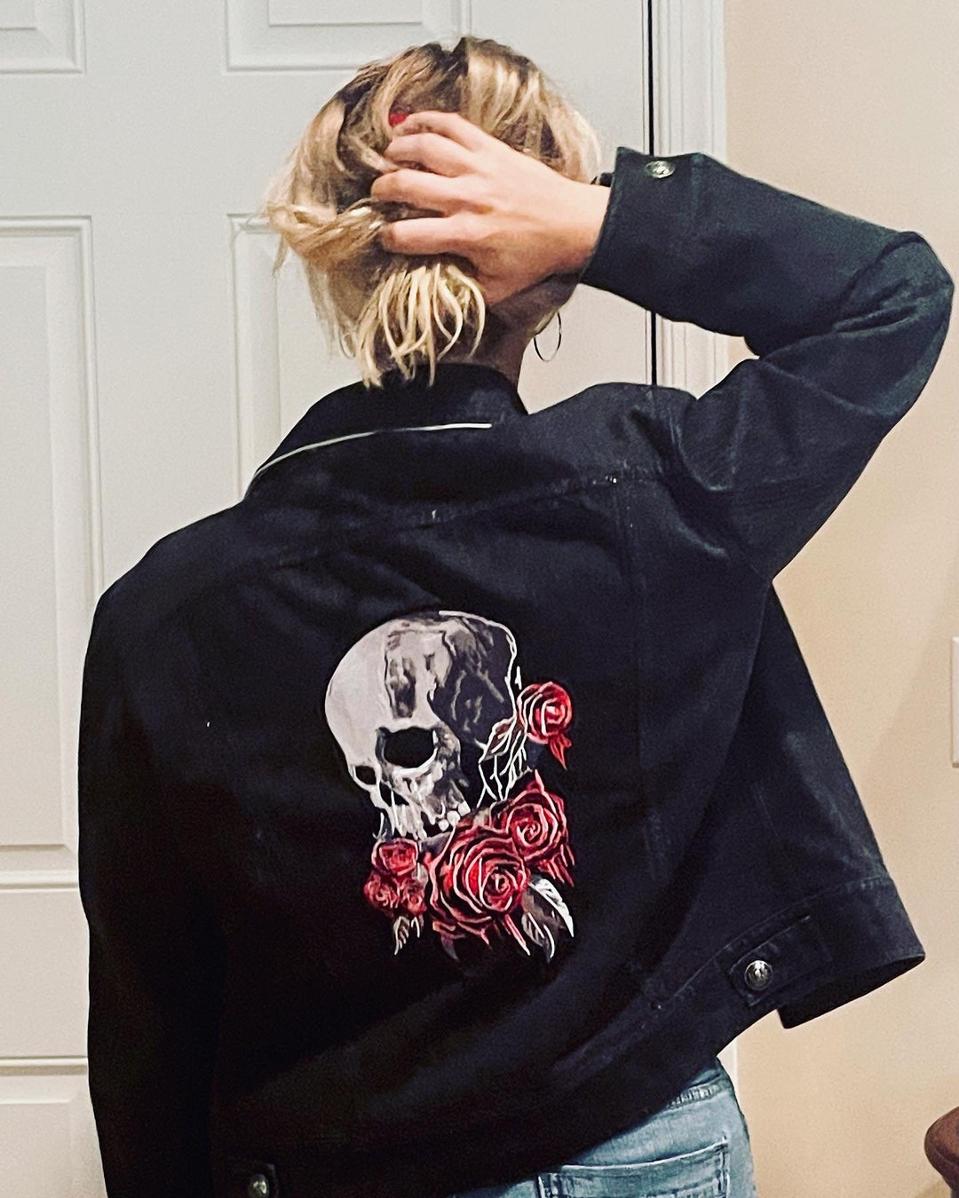 Goth Inspired, Upcycled Trilogy of London Denim Jacket With Skull ...