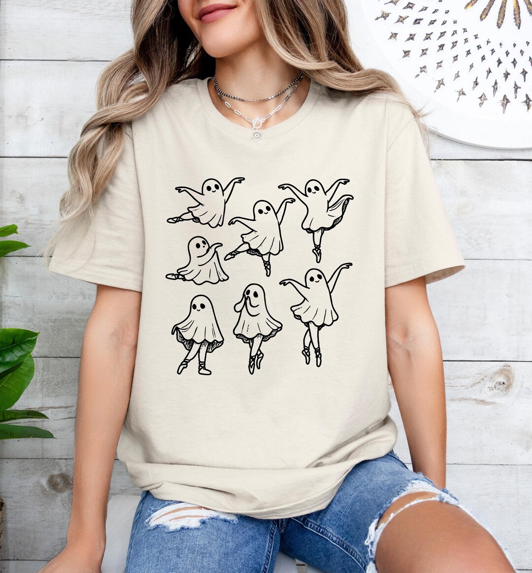 Ballet Ghost T-shirt, Ghost Ballet Dancer T Shirt, Cute Halloween Ghost ...